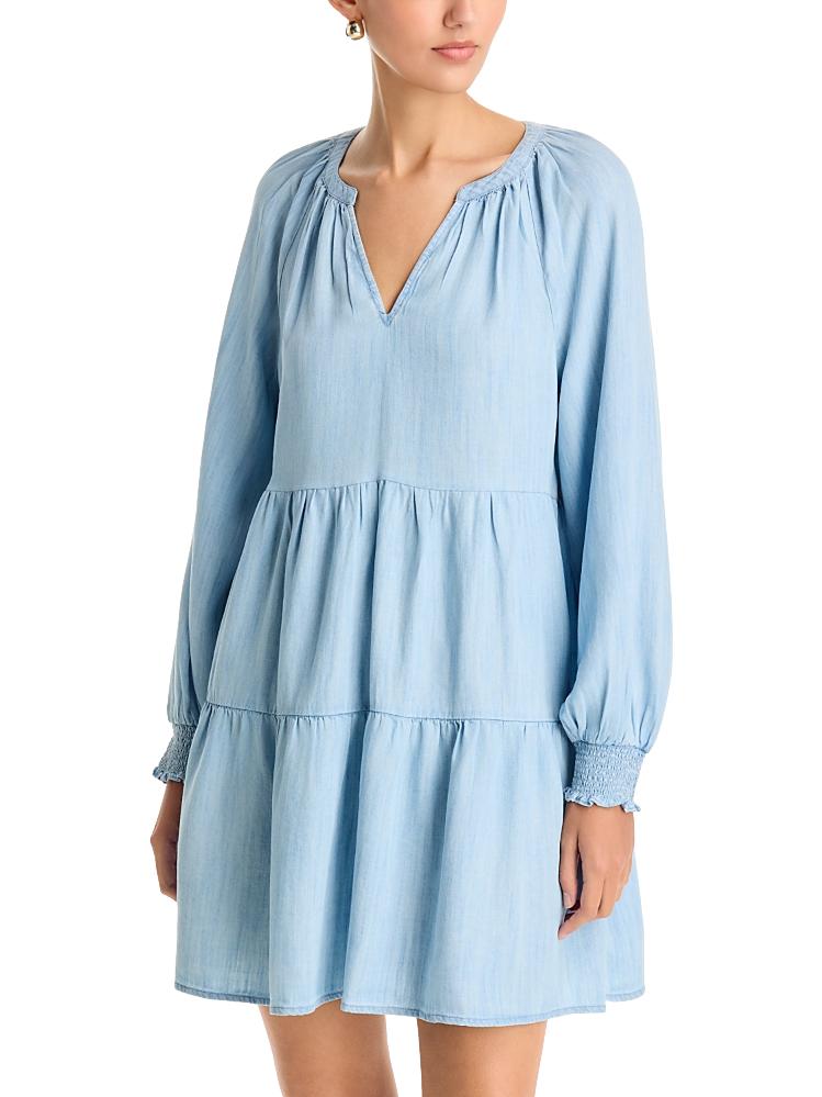VINEYARD VINES Vineyard Vines Tessa Chambray Tiered Mini Dress